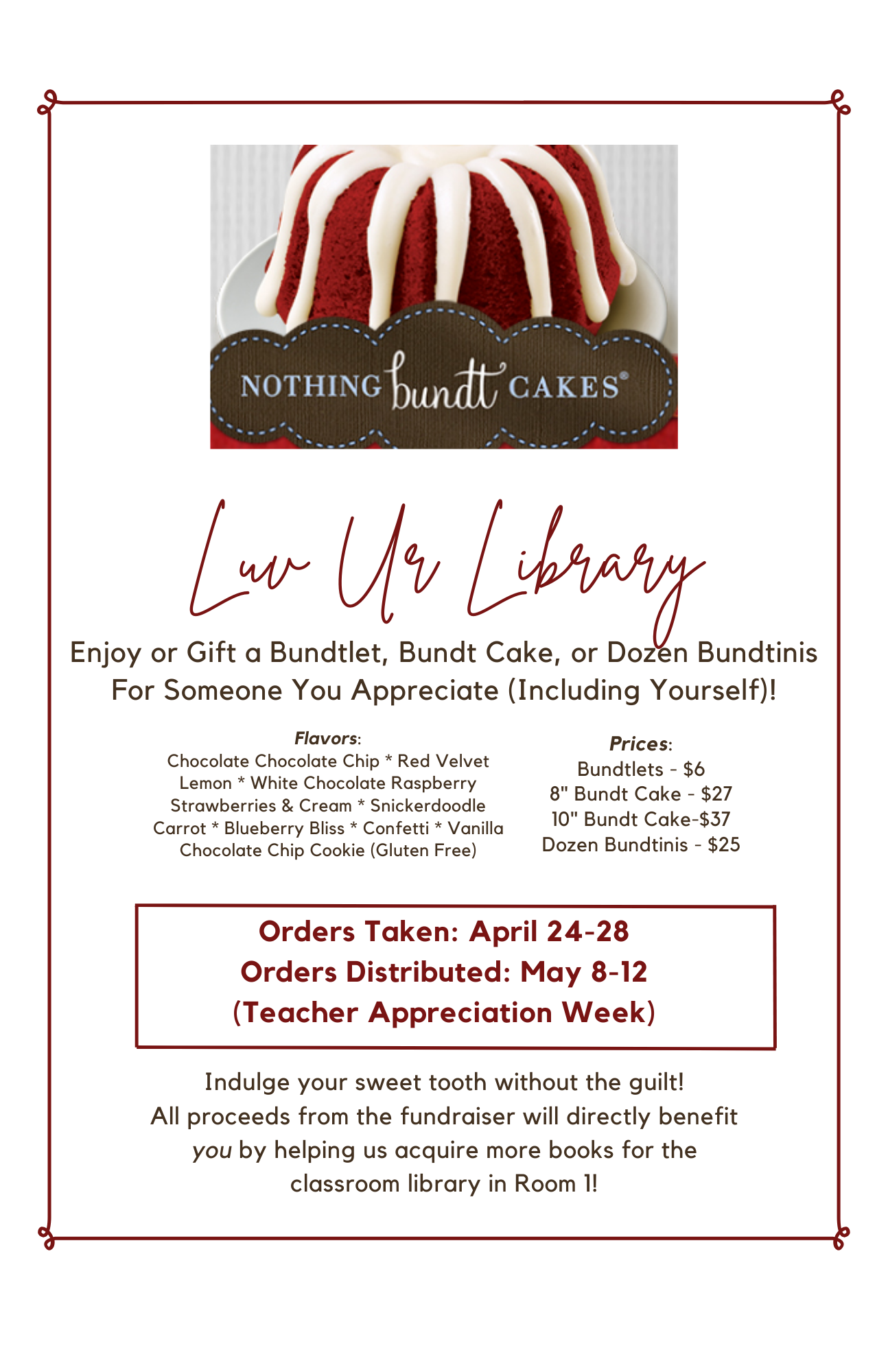 Luv Ur Library - Bundt Cake Fundraiser
