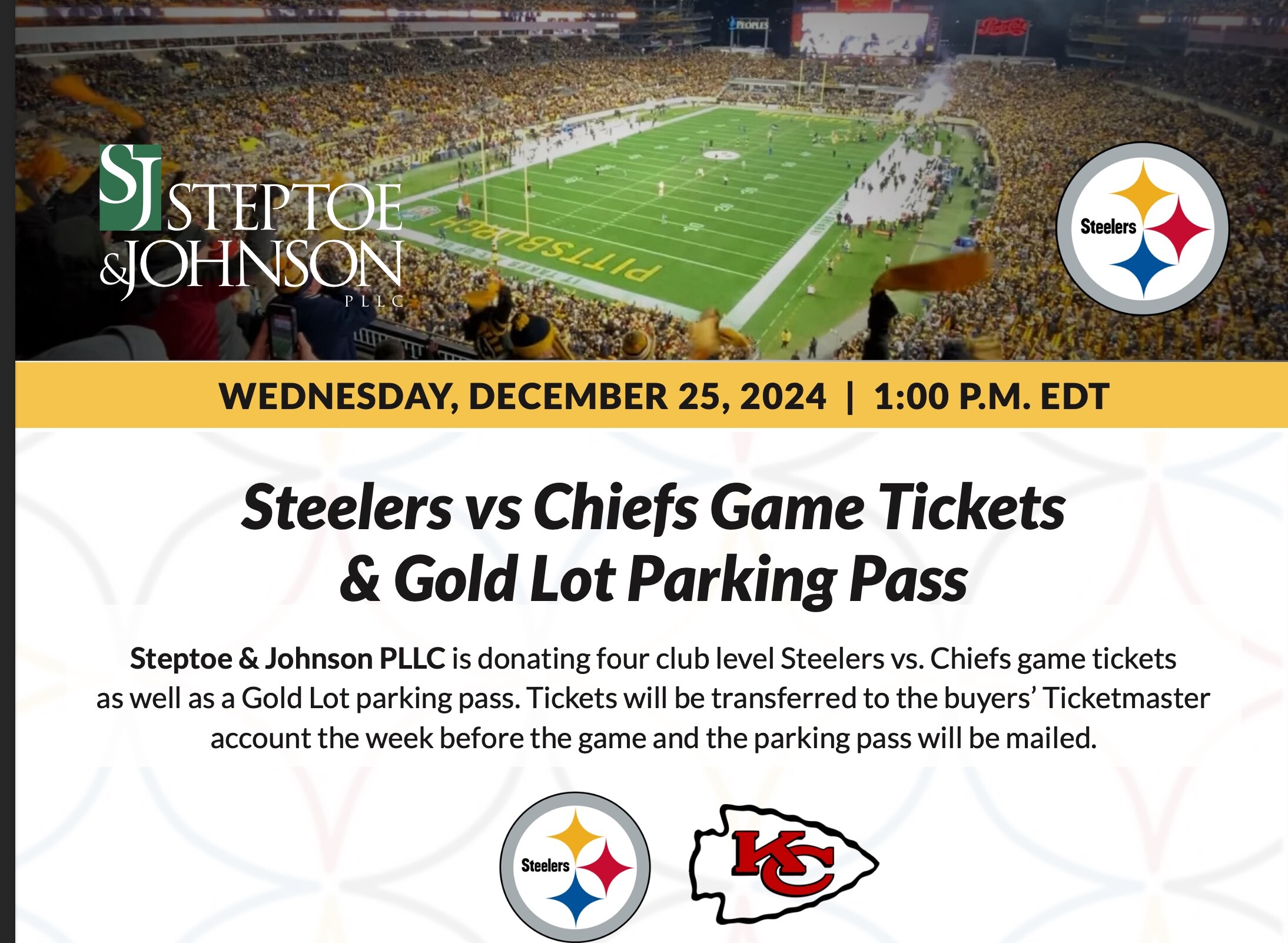 GIVE THE GIFT OF FOUR STEELER TICKETS!