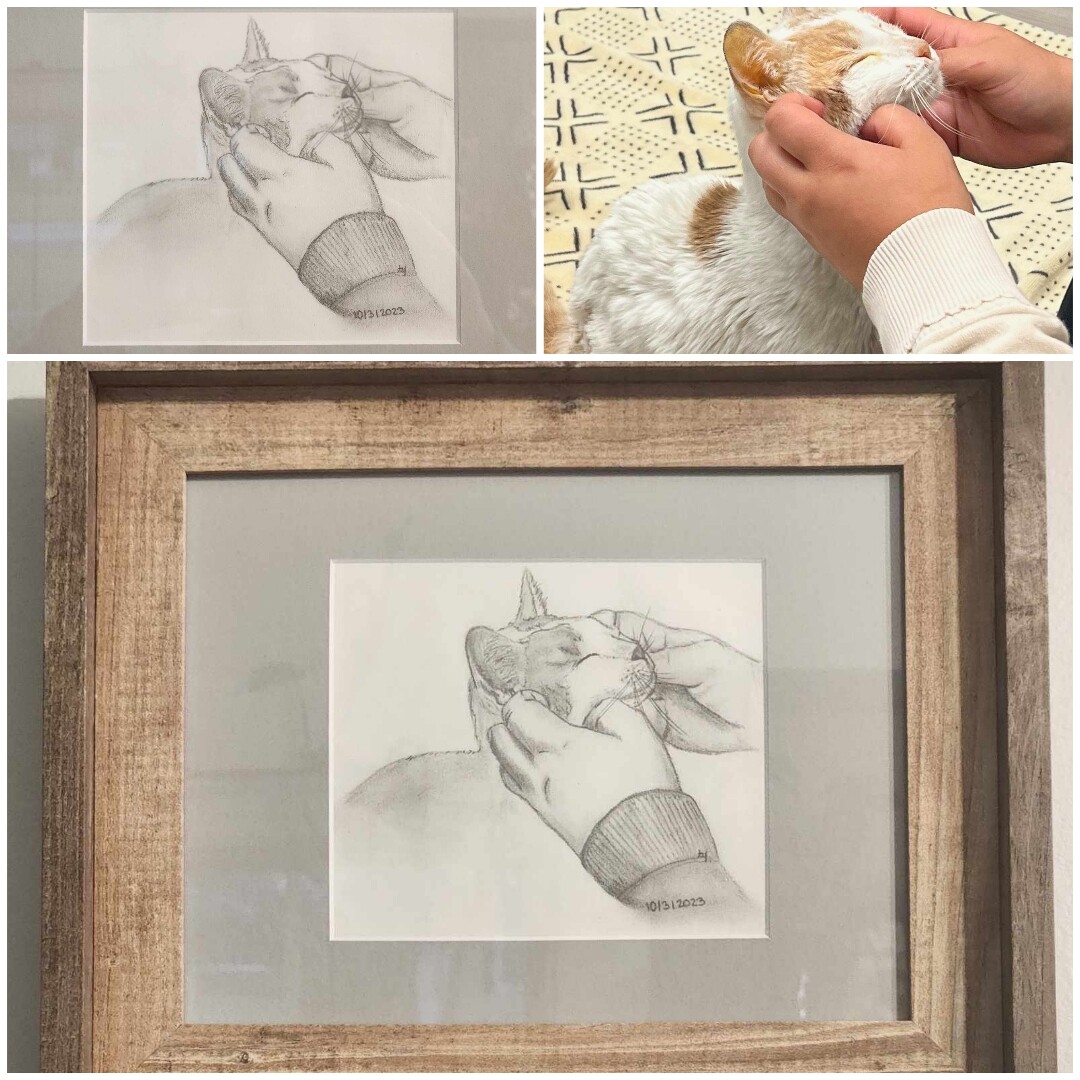 Custom Framed Pencil Drawing of Cash