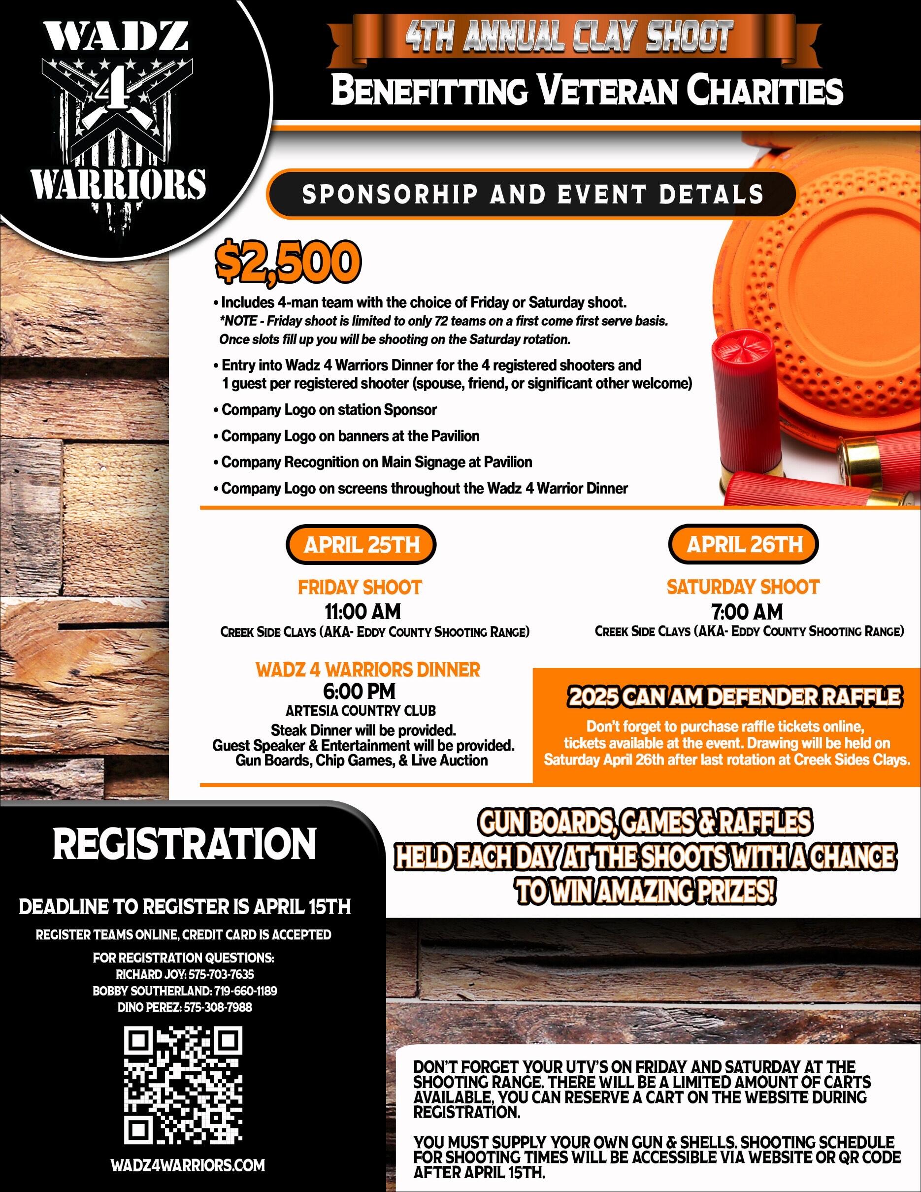 Wadz 4 Warriors 4th Annual Clay Shoot | Wadz 4 Warriors