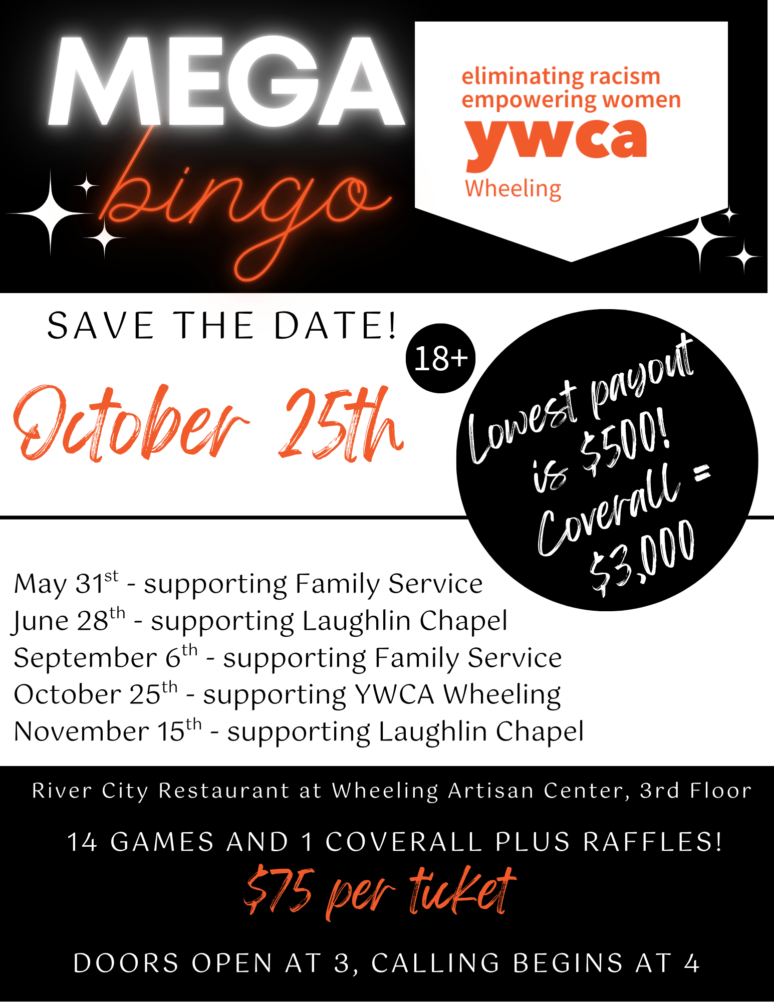 MEGA Bingo October 2025 | YWCA Wheeling WV