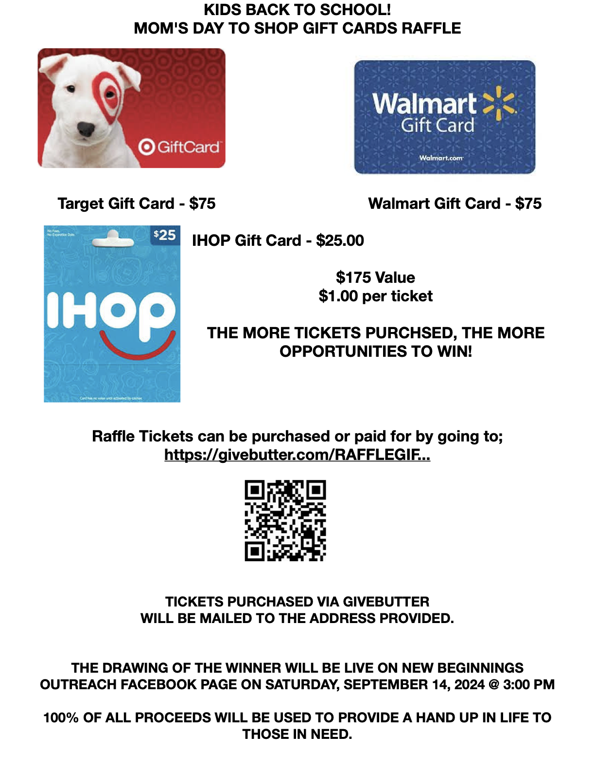 Shopping Spree and Lunch Gift Cards Raffle