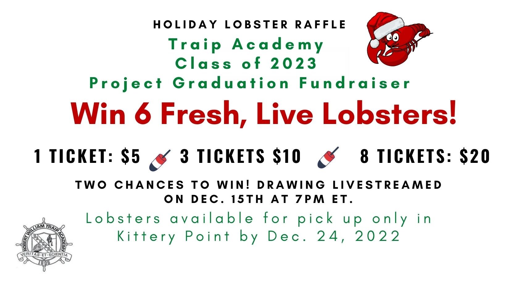 Lobster Raffle to Benefit 2023 Traip Academy Project Graduation
