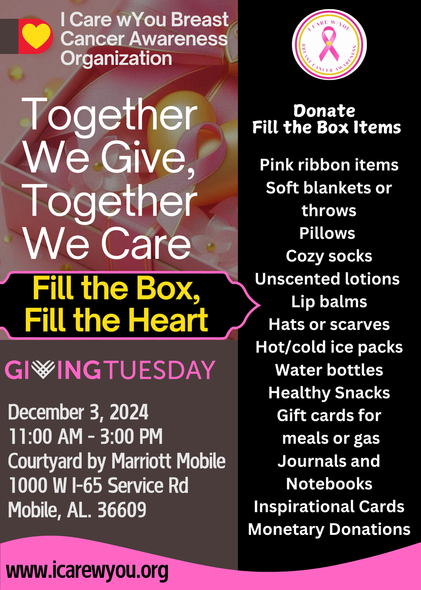 Giv4Her to Heal, Fill the box, Fill the Heart | I Care w/You Breast ...