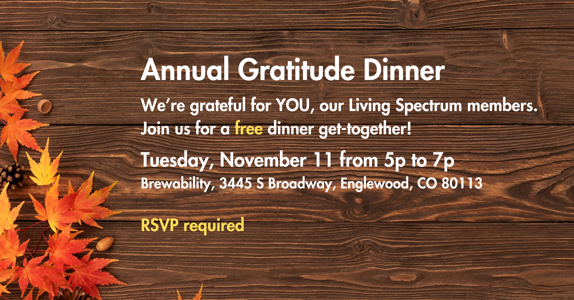 Annual Gratitude Dinner for TLS Members | The Living Spectrum Inc