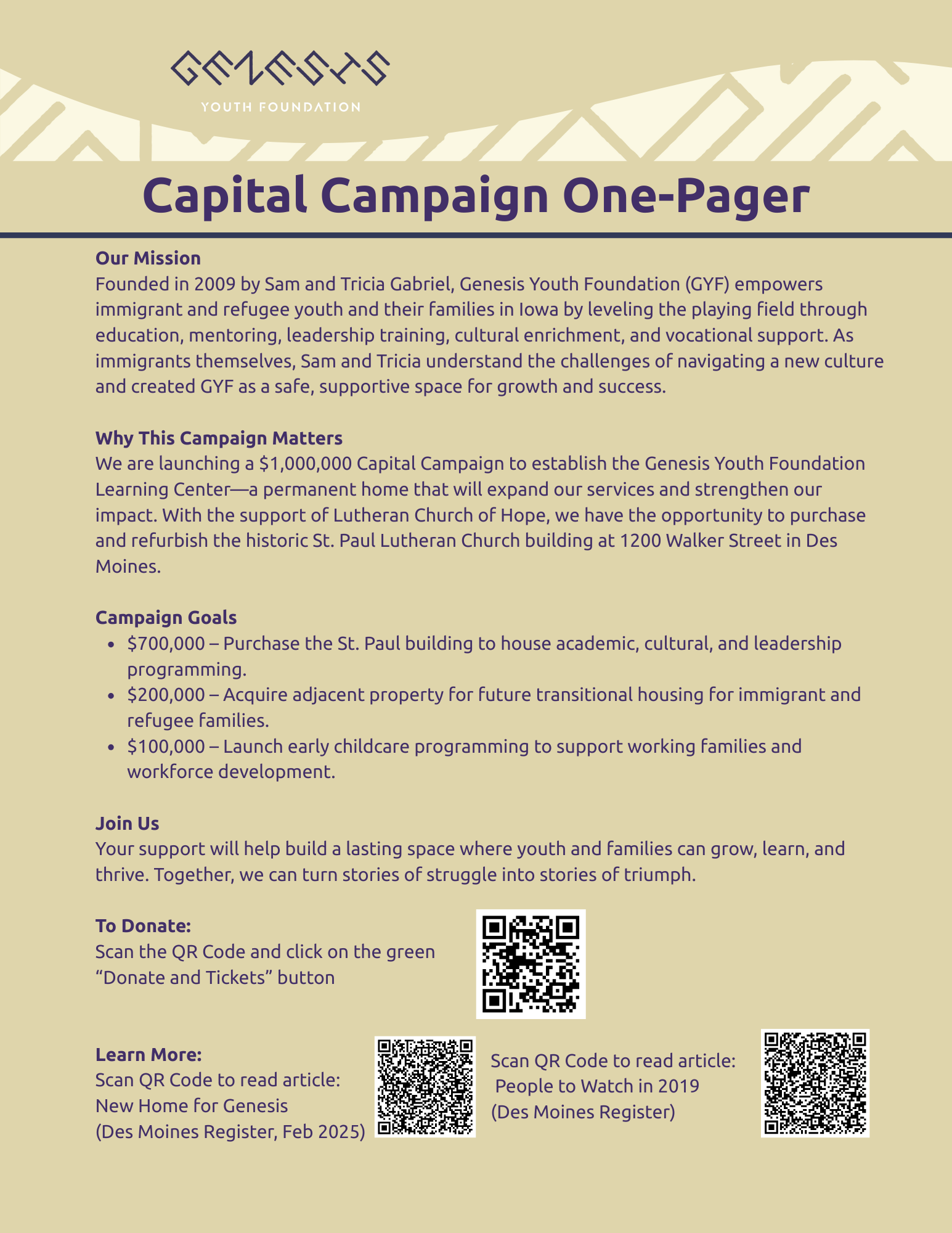 Genesis Learning Center Capital Campaign | Genesis Youth Foundation