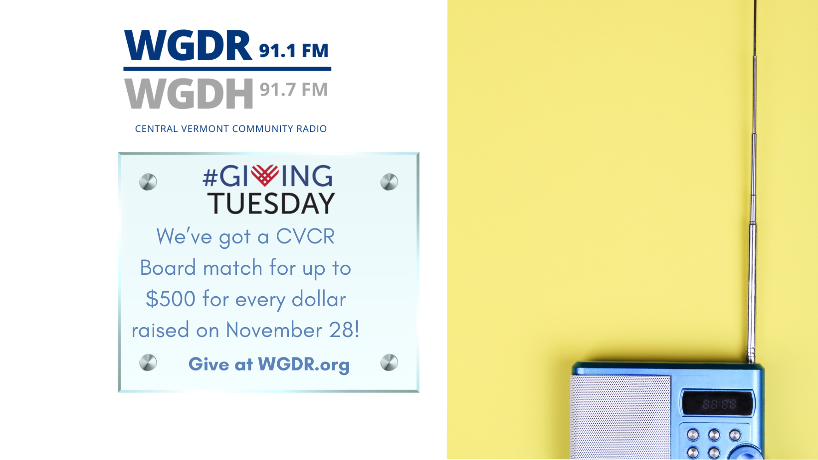 WGDR & WGDH 2023 Giving Tuesday