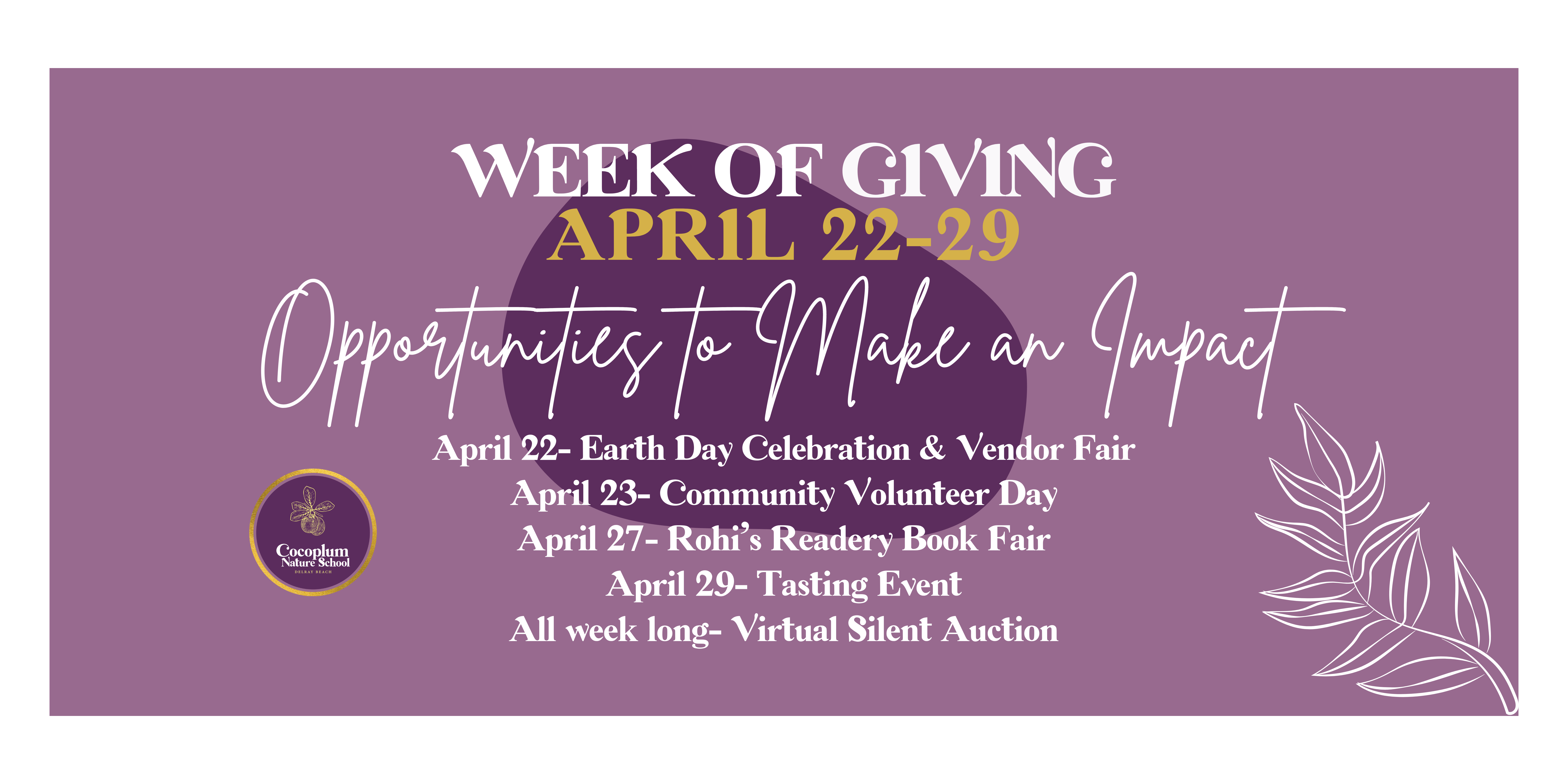Annual Week of Giving 2023 | Cocoplum Nature School Inc