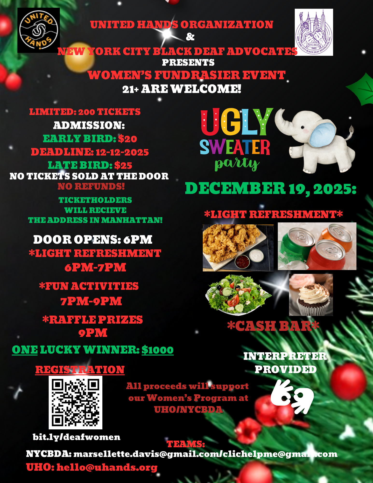 UHO-NYCBDA - WOMEN'S UGLY SWEATER PARTY | United Hands Organization