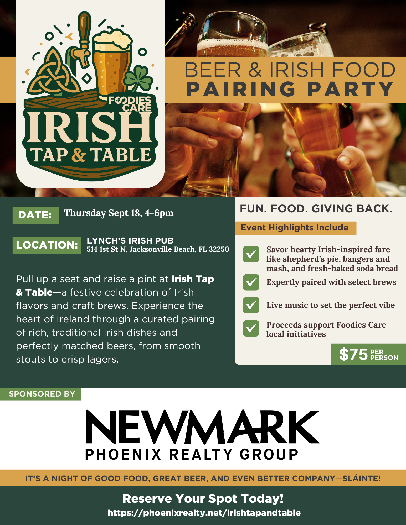 Irish Tap and Table Sponsored By Newmark Phoenix Realty Group | FOODIES ...