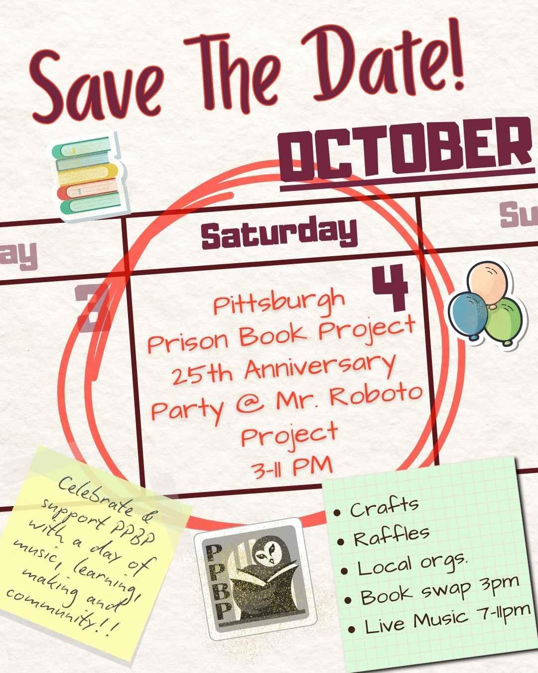 Pittsburgh Prison Book Project's 25th Anniversary Party! | Pittsburgh ...