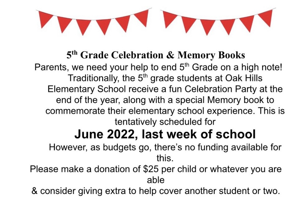 5th grade celebration 2021-2022 school year