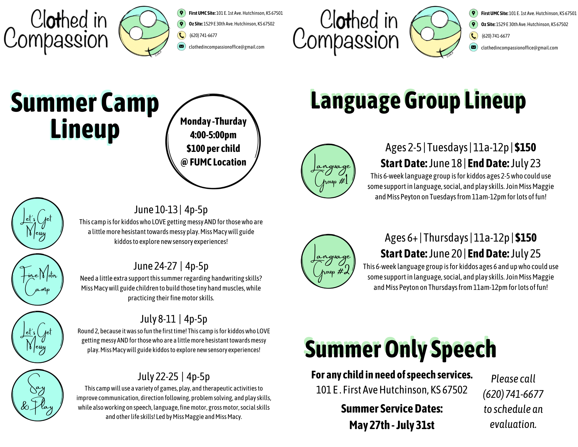 Summer Camps & Language Groups