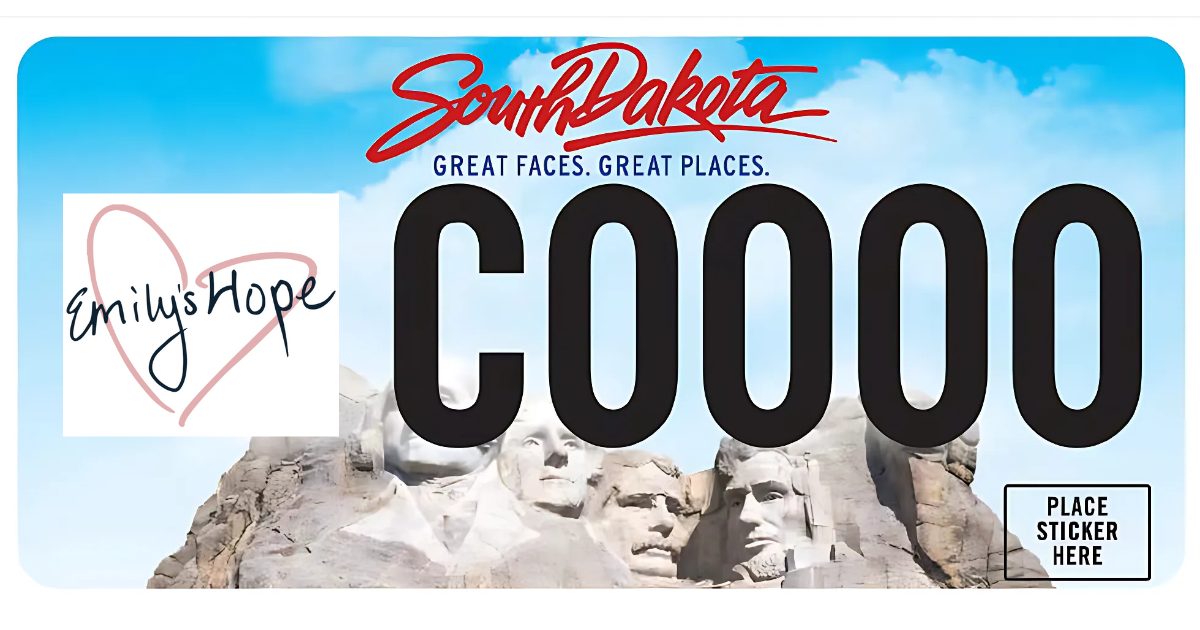Emily's Hope South Dakota License Plate decals