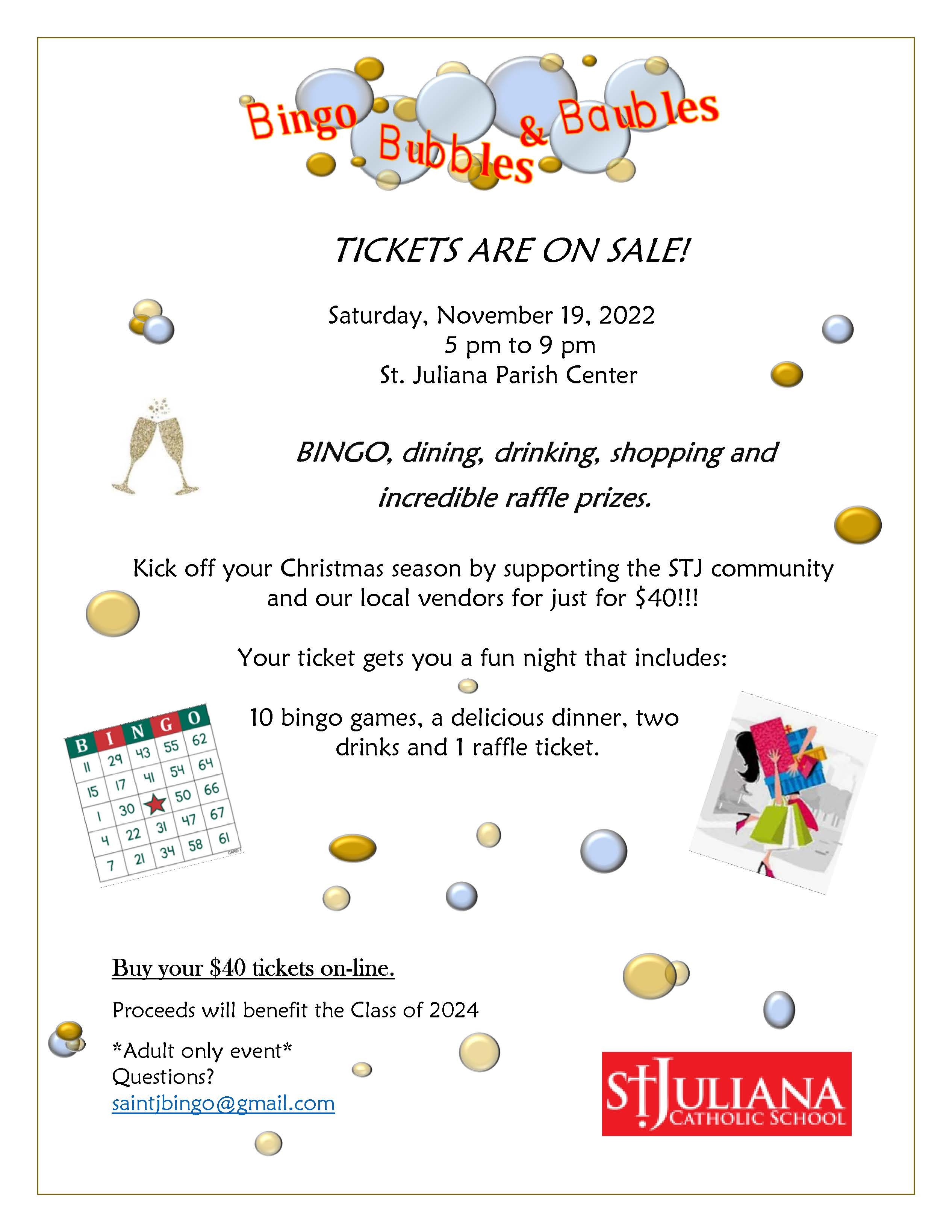 Bingo Bubbles and Baubles | ST. JULIANA FALCONIERI SCHOOL
