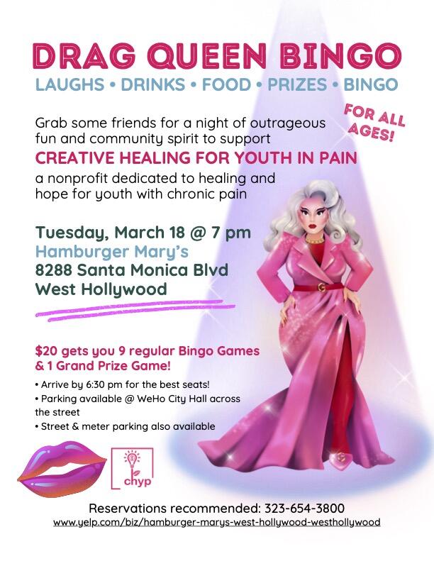 Hamburger Mary's Drag Queen Bingo | Creative Healing for Youth in Pain