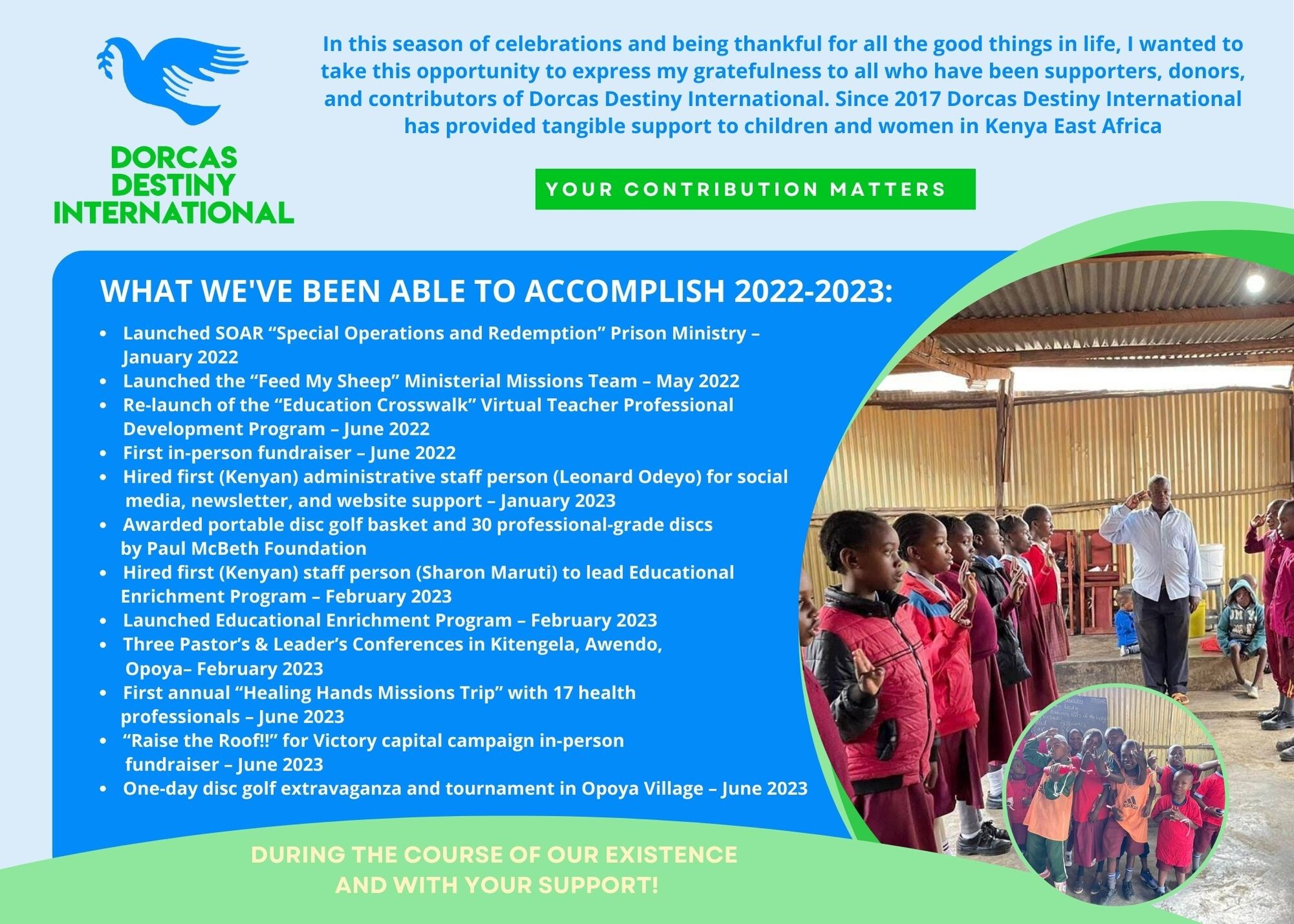 Dorcas Destiny International Board Member 2024 Fundraising Program