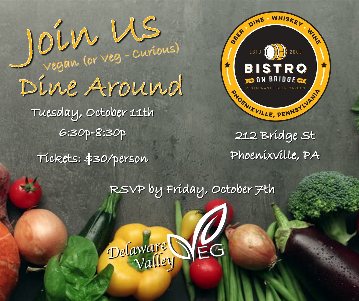 October Dine Around at Bistro on Bridge | Delaware Valley VEG
