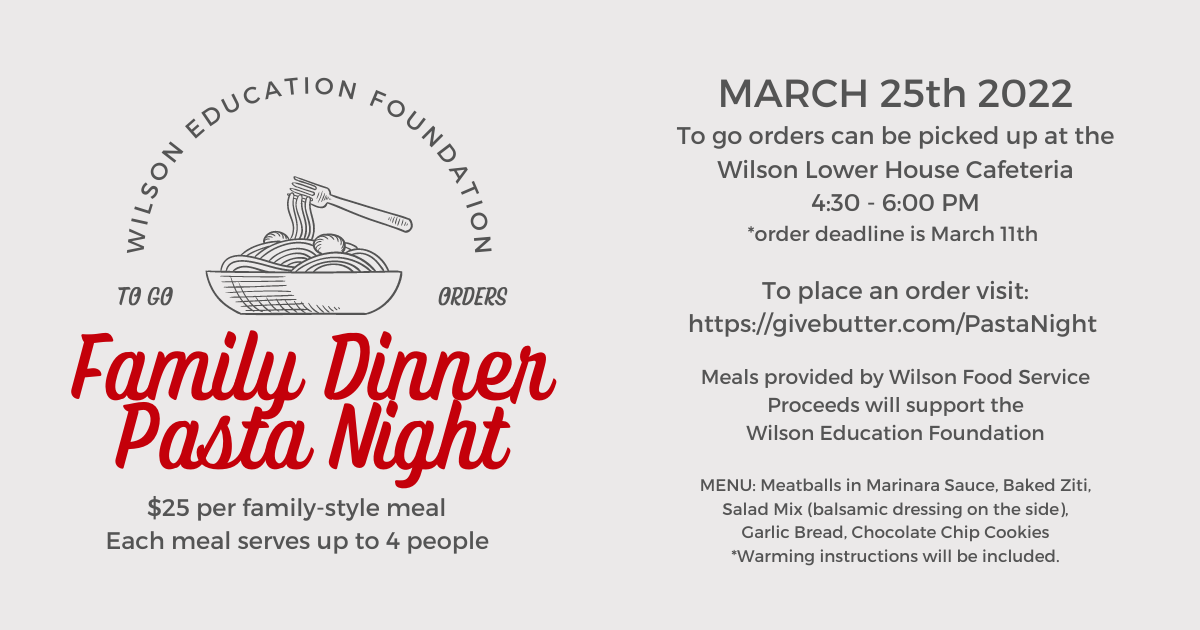 Wilson Family Dinner Pasta Night Fundraiser - Hosted by the Wilson ...