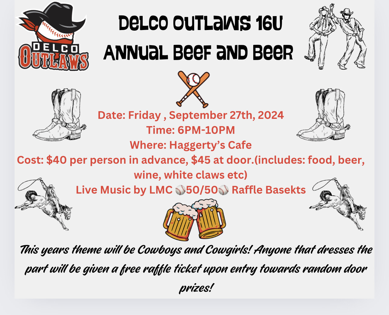 Delco Outlaws 16U Annual Beef and Beer