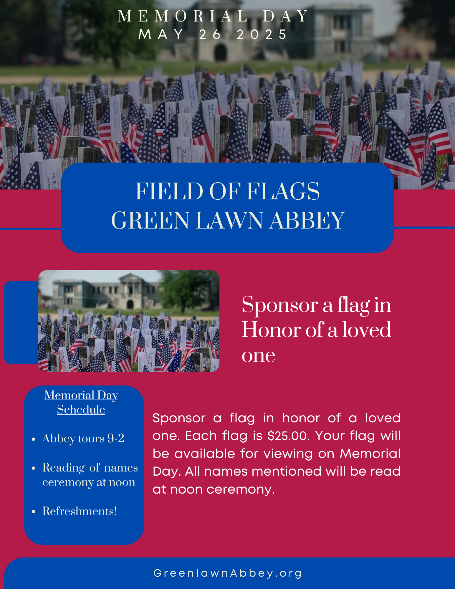 Memorial Day Flags 2025 | Green Lawn Abbey Preservation Association