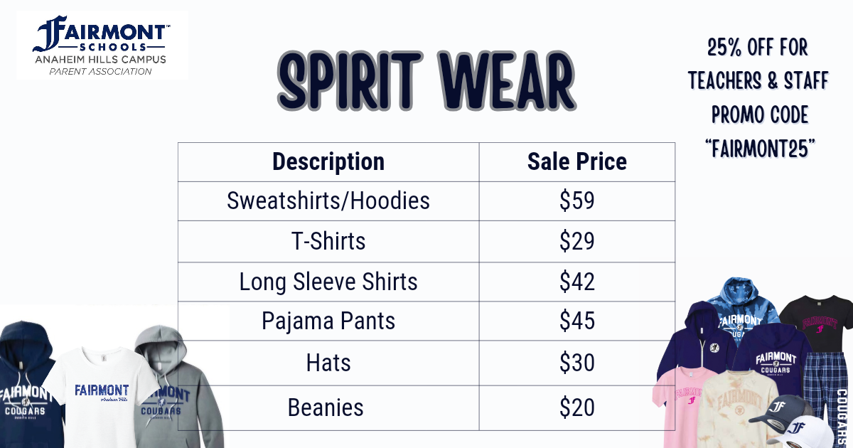 2024 Spirit Wear Sales | FPA - Anaheim Hills