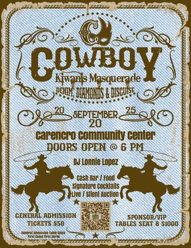 Cowboy Kiwanis Masquerade: Denim, Diamonds & Disguise | Kiwanis Club of ...
