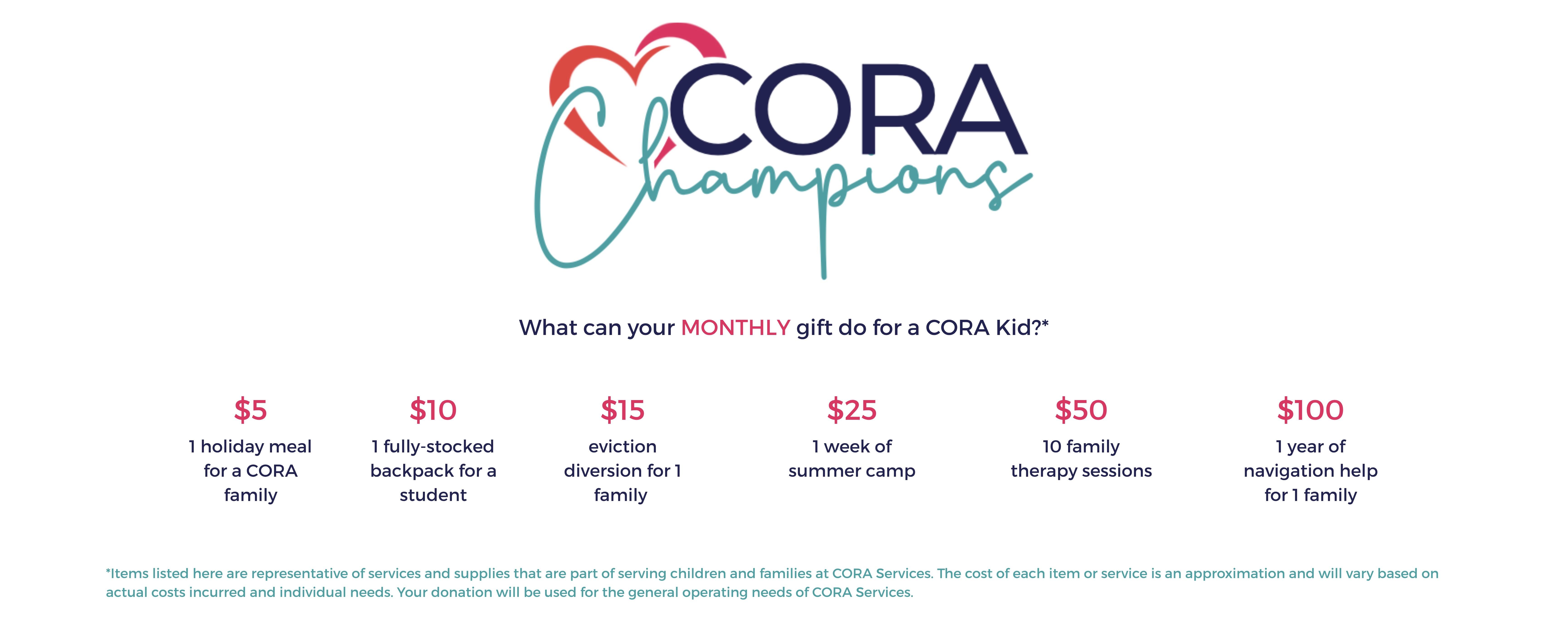 CORA Champions Monthly Giving