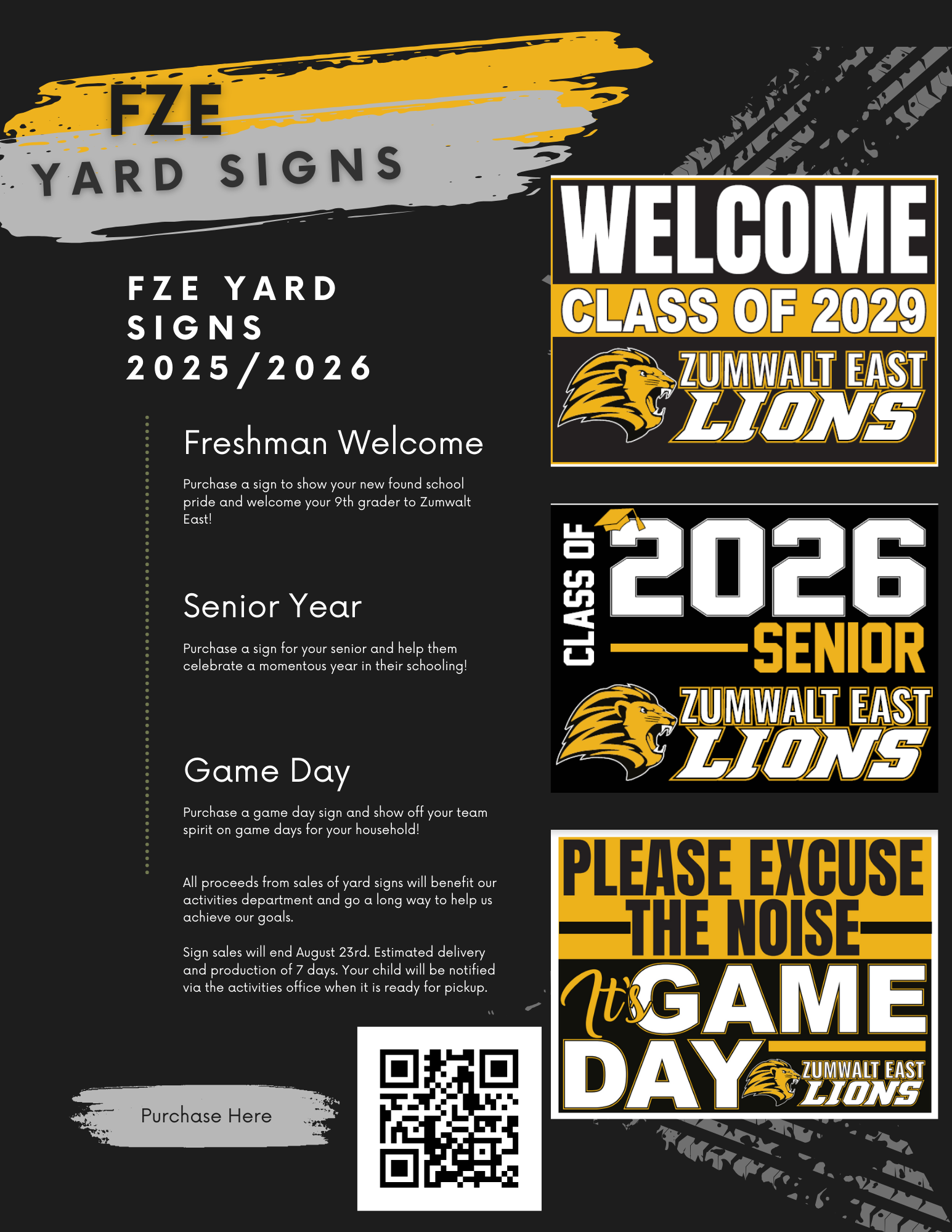 FZE Senior, Freshman, and Game Day Yard Signs | FORT ZUMWALT SCHOOL ...