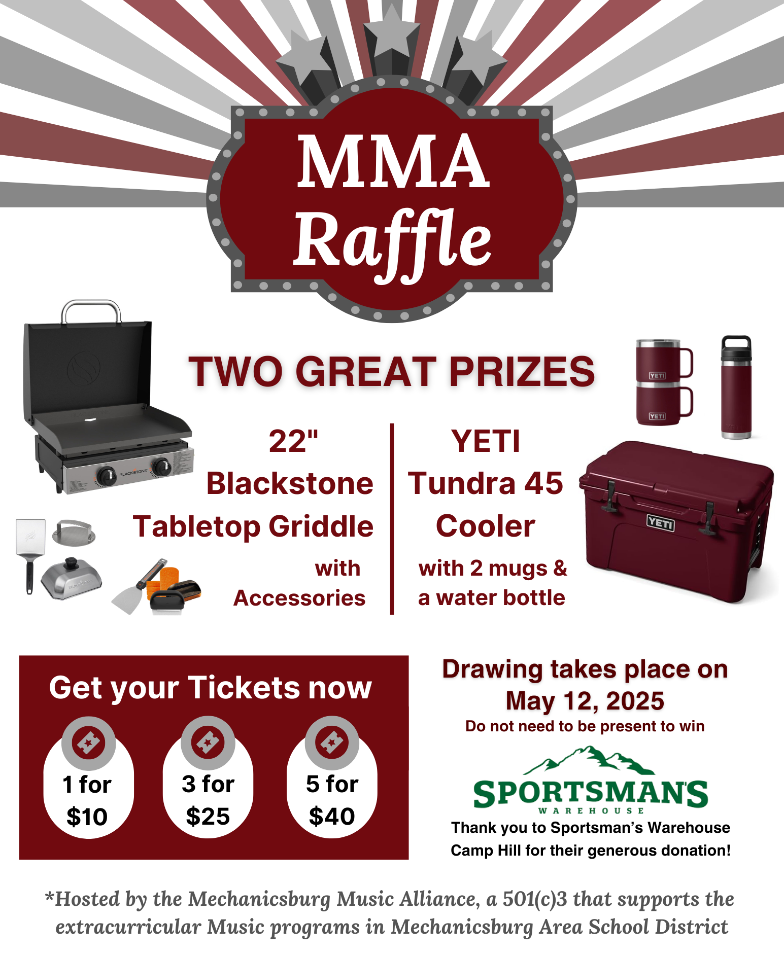 2025 MMA Blackstone/Yeti raffle | Mechanicsburg Music Alliance