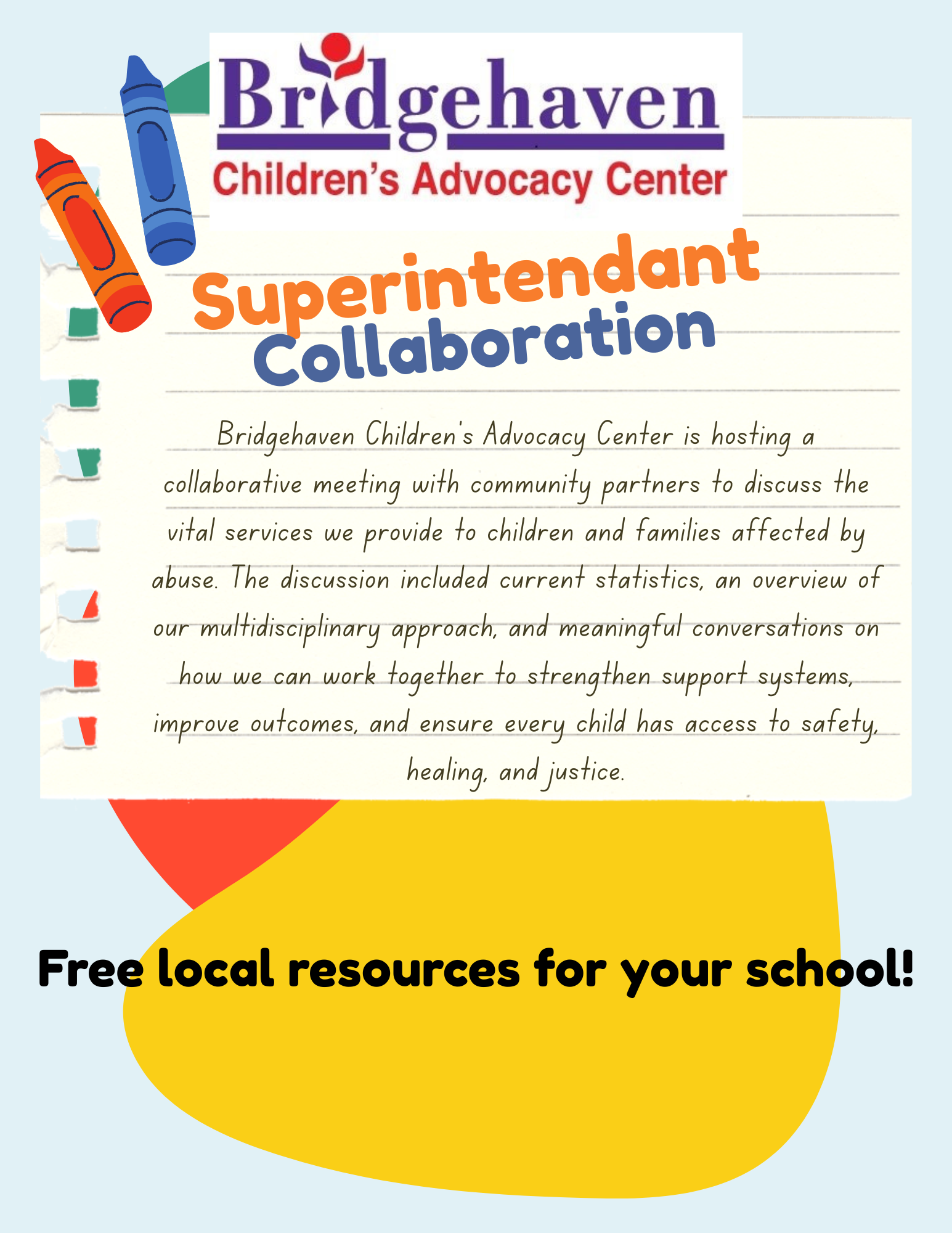 Superintendent Meeting | Bridgehaven Children's Advocacy Center