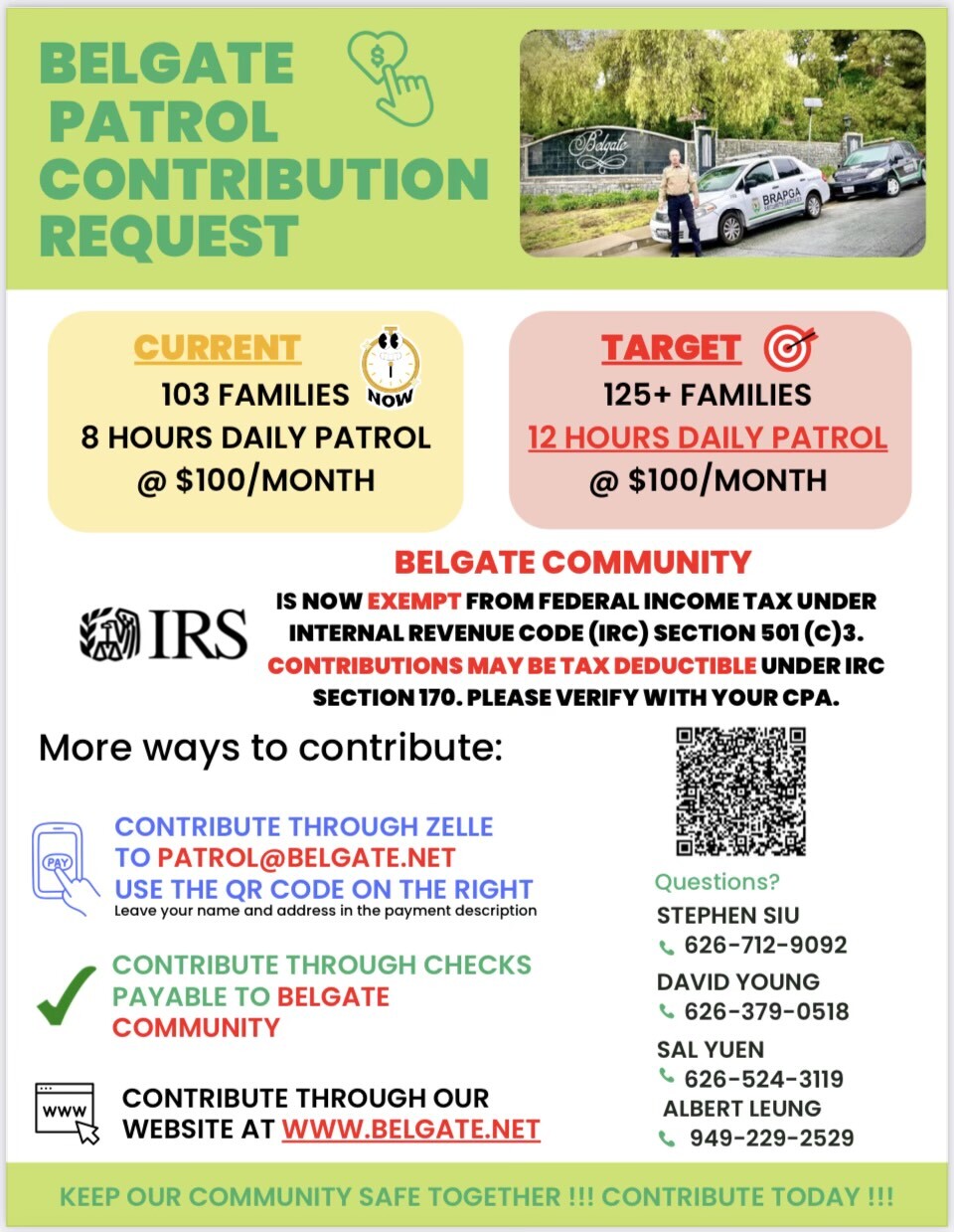 Belgate Community is a TAX EXEMPT NON PROFIT Organization dedicated to the safety of its ...