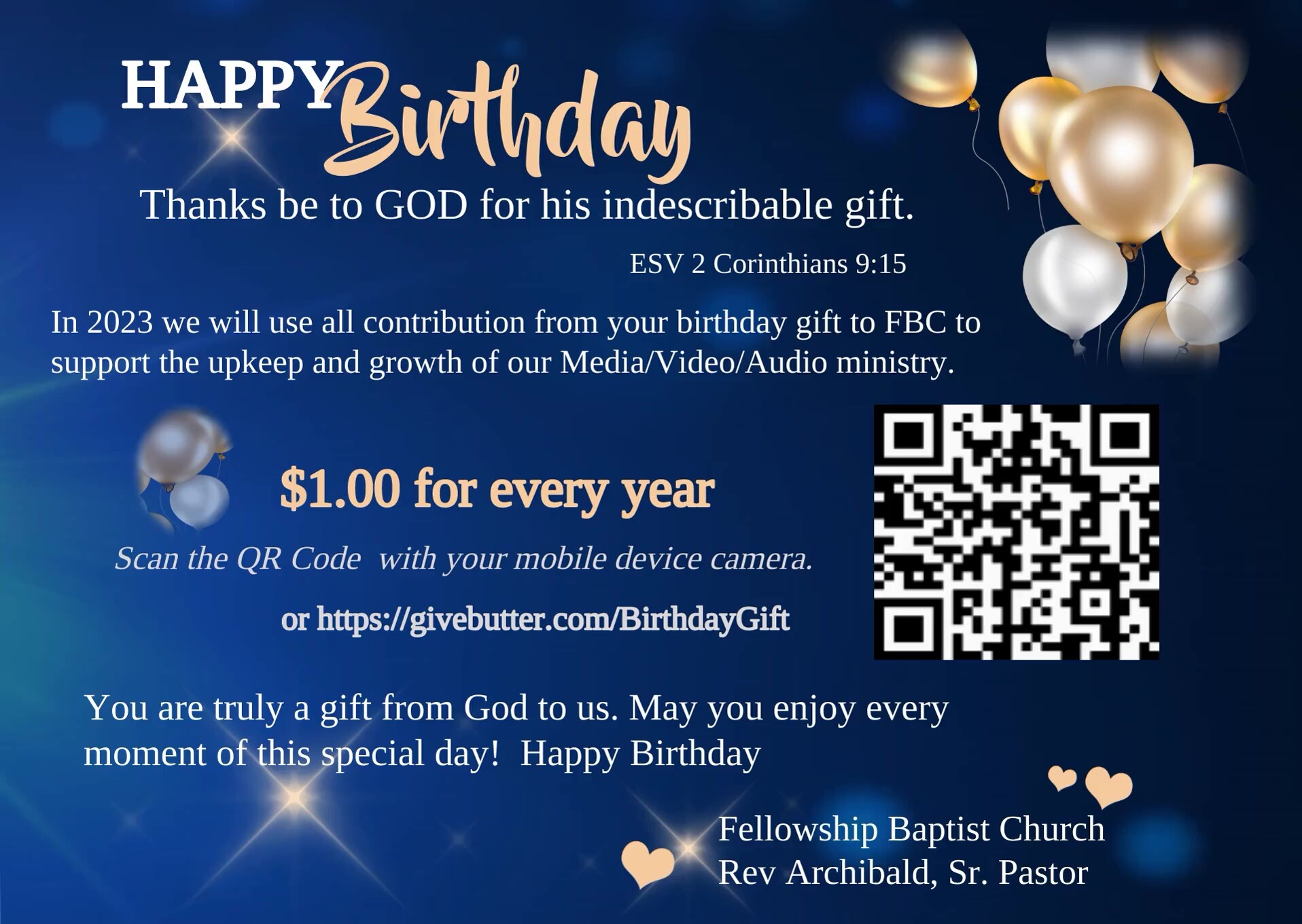 FBC Members Birthday Donation